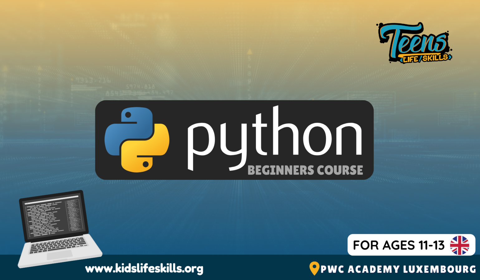 Python Beginners Course for Ages 11-13 in English