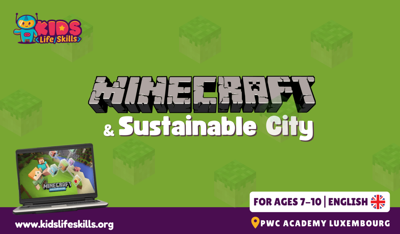 Minecraft & Sustainable City | Course for Ages 7-10 in English